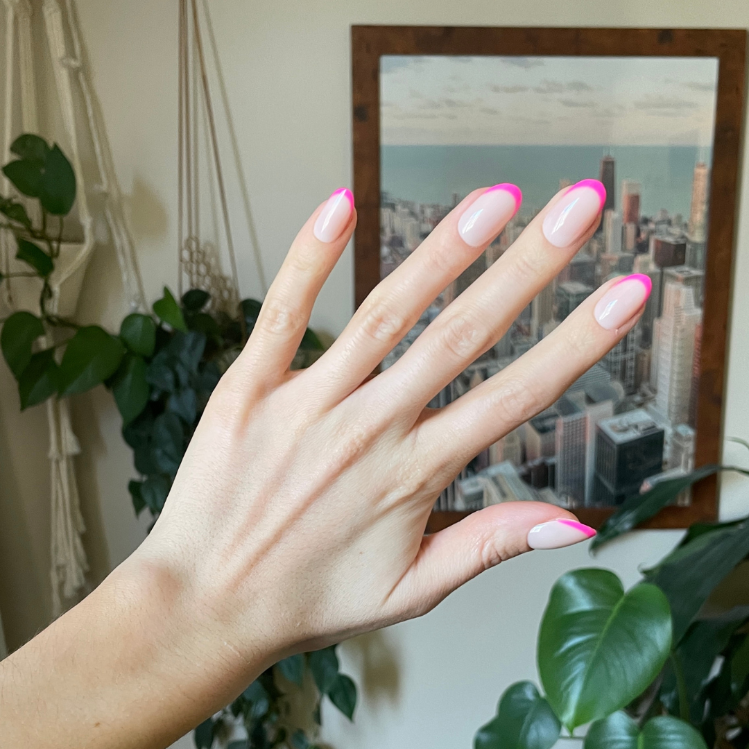 Flamingo French | Medium | Oval - Tab Press-On – Olive and June