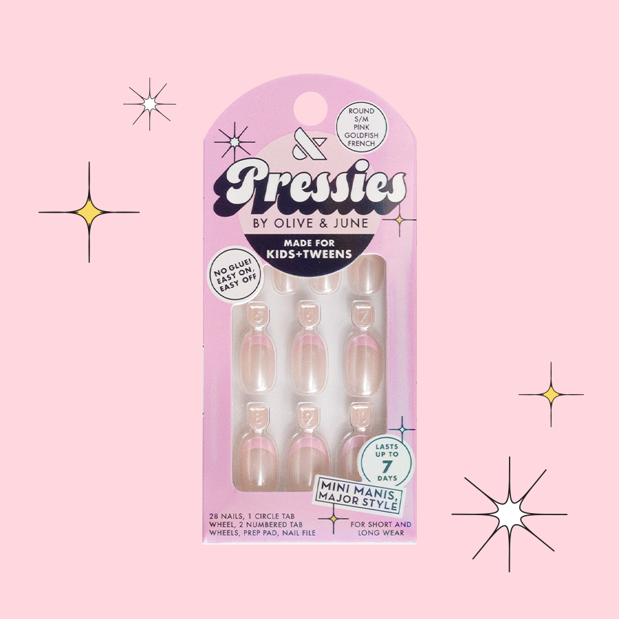 Pink Goldfish French - Pressies | Short Medium | Round – Olive and June