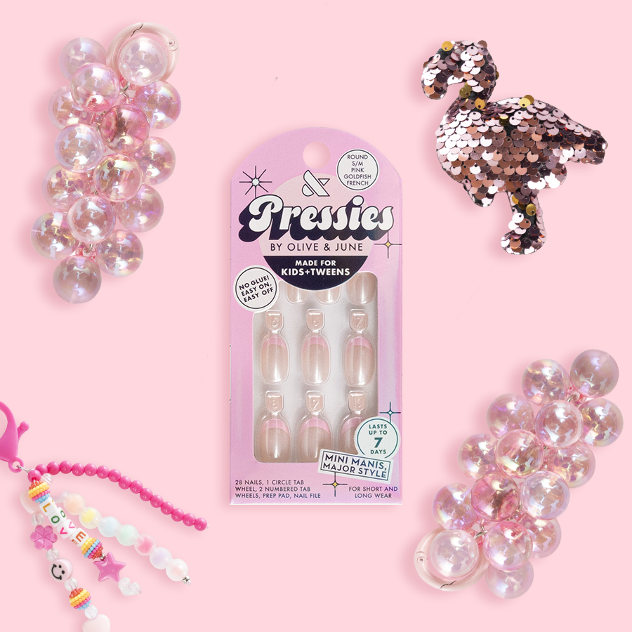 Pink Goldfish French - Pressies | Short Medium | Round – Olive and June