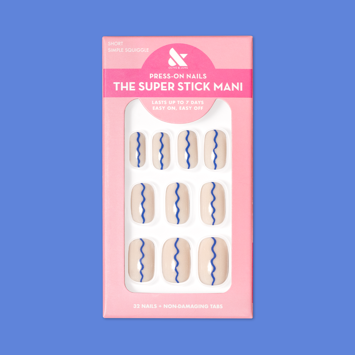 Simple Squiggle | Short | Squoval - Tab Press-On – Olive and June